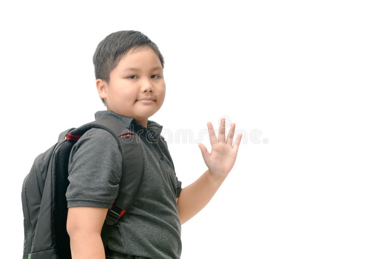 Student Going To School and Waving Goodbye Isolated Stock Image - Image ...