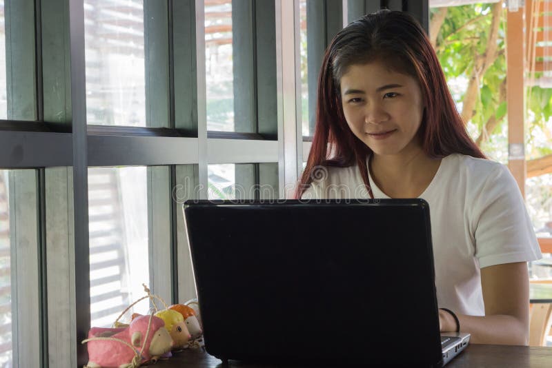 Asian Students are Using a Tablet To Check Their Grades. Stock Photo ...