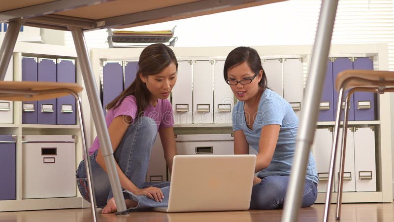 Asian Students Working in the Office Stock Footage - Video of talking ...