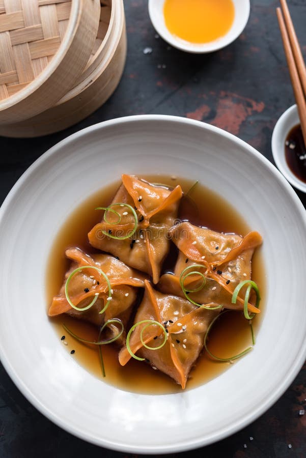 Asian Style Colorful Steamed Dumplings Dim Sum in Broth Stock Image ...
