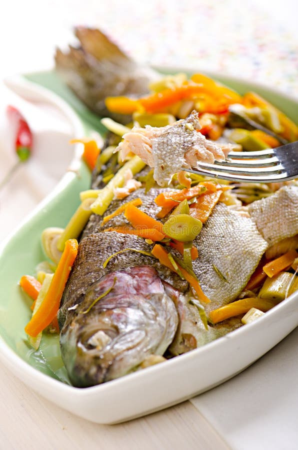 Asian style fish stock image. Image of fish, carrot, steamed - 24010129