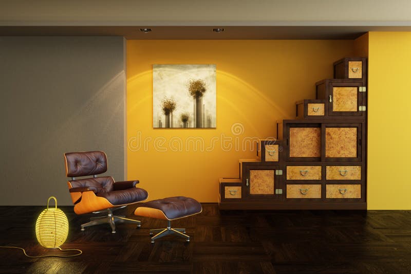 Asian style lounge room stock photo. Image of living, installation ...