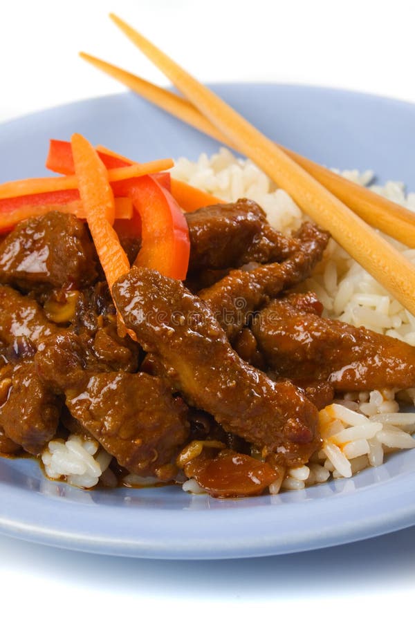 Asian Style Pork Meat with Rice Stock Photo - Image of meat, cuisine ...