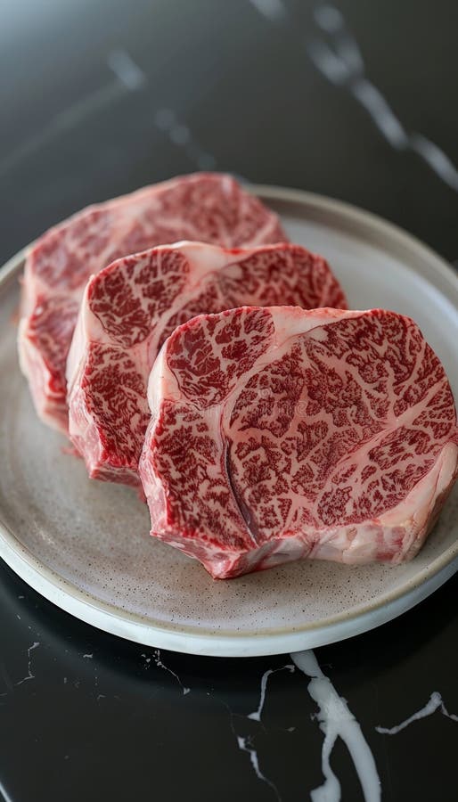 Asian Style Sliced Raw Wagyu Beef Barbecue with Generous Space for ...