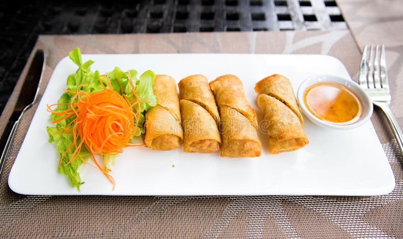 Asian Style Spring Rolls with Vegetables Stock Image - Image of cuisine ...