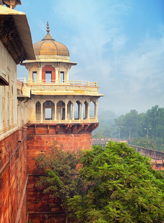 Asian Style Tower, Red Ford, Agra, India Stock Image - Image of objects ...