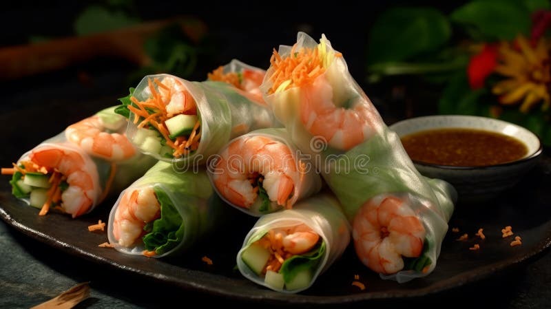 Asian Summer Rolls, Spring Rolls Ai Generative Stock Illustration ...