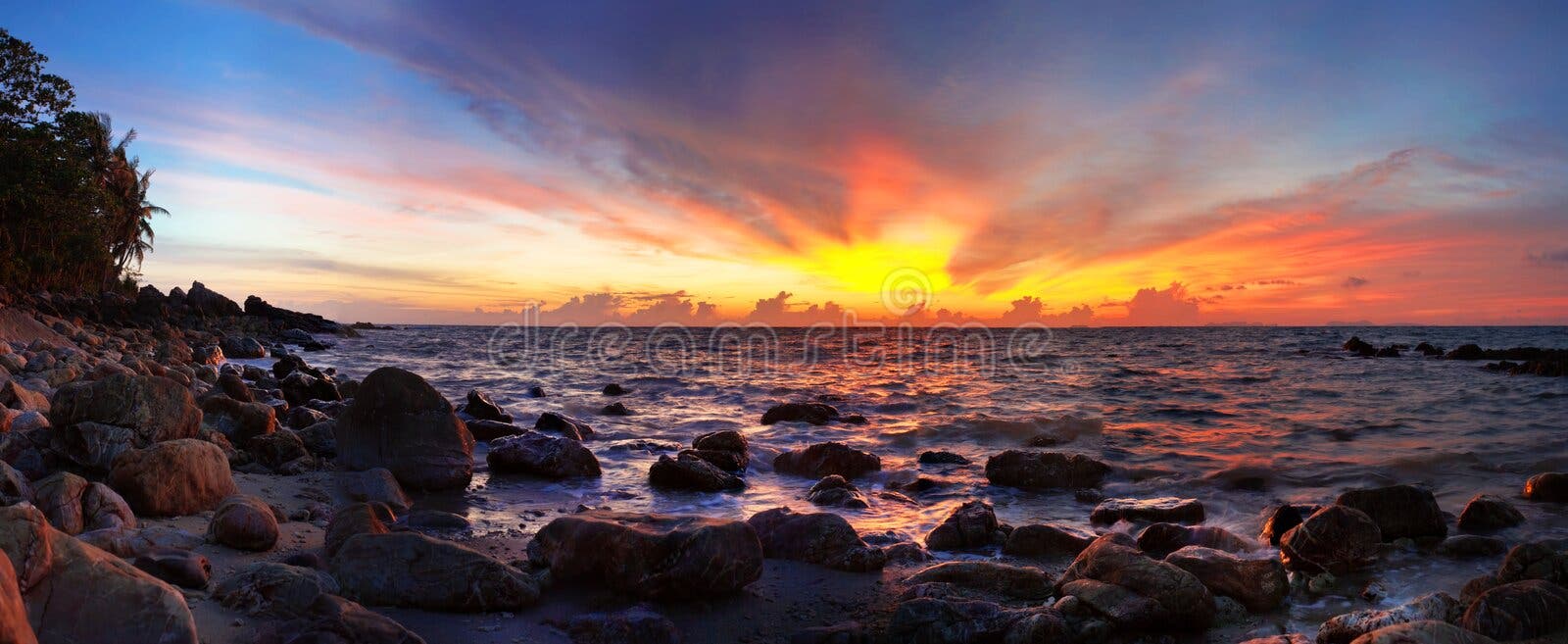 Sunset or Sunrise Landscape, Panorama of Beautiful Nature, Beach Stock ...
