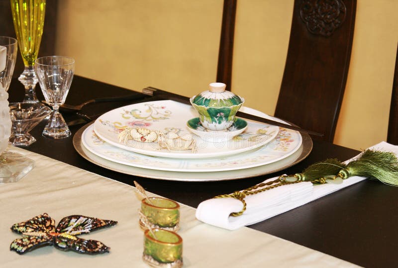 Asian table setting stock image. Image of fine, meal, lunch - 4251057