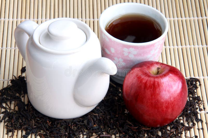 Asian Tea and apple stock photo. Image of lifestyle, health - 39064618