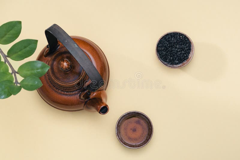 Asian Tea Concept, Two Cups of Tea and a Teapot Stock Image - Image of ...