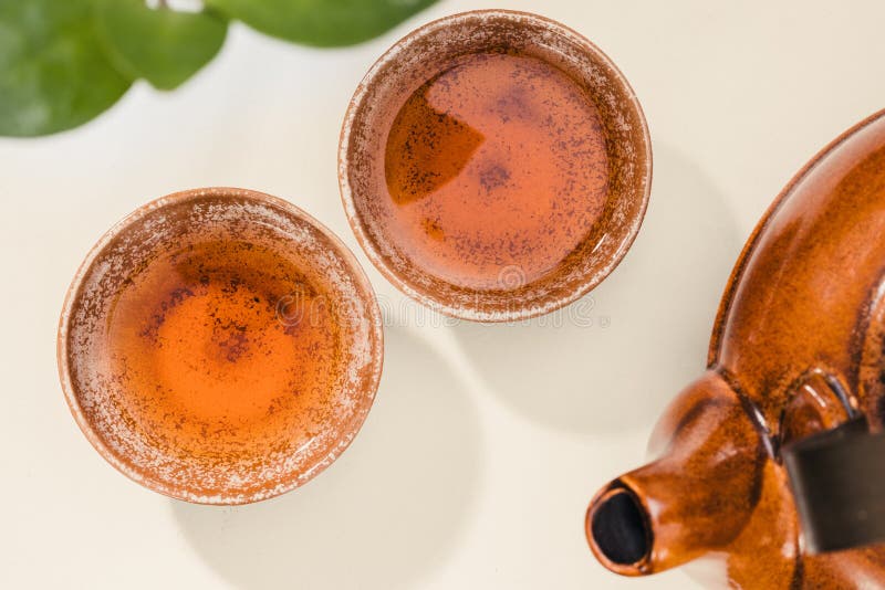 Asian Tea Concept, Two Cups of Tea and a Teapot Stock Photo - Image of ...