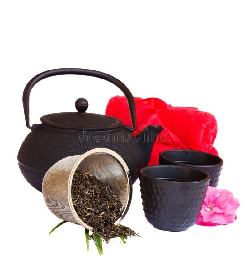 Asian tea set with raw tea stock image. Image of ceremony - 26027879