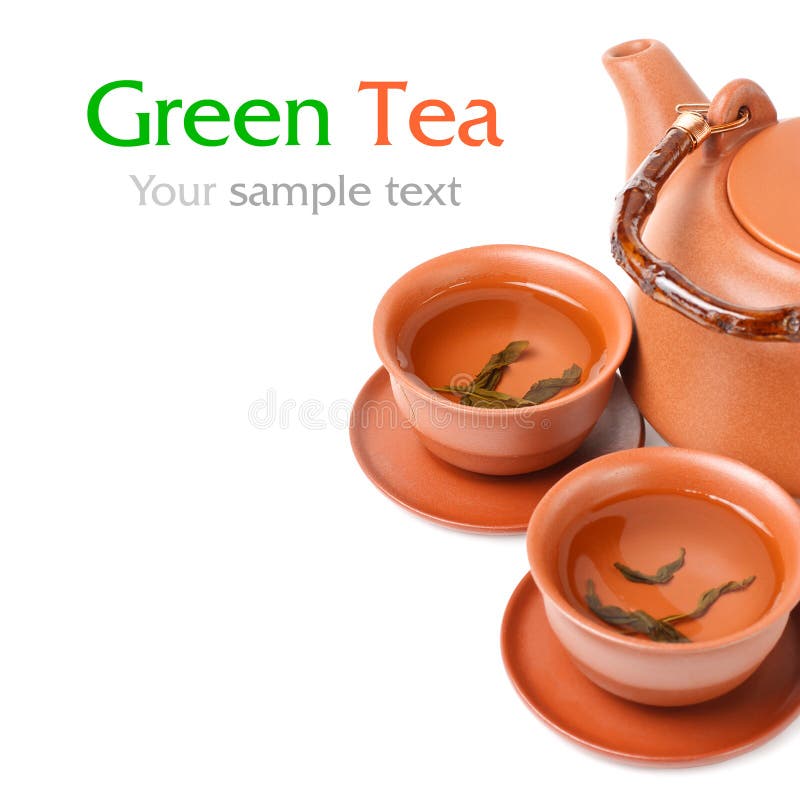 Asian Tea Set with Sample Text Stock Image - Image of pottery, setting ...