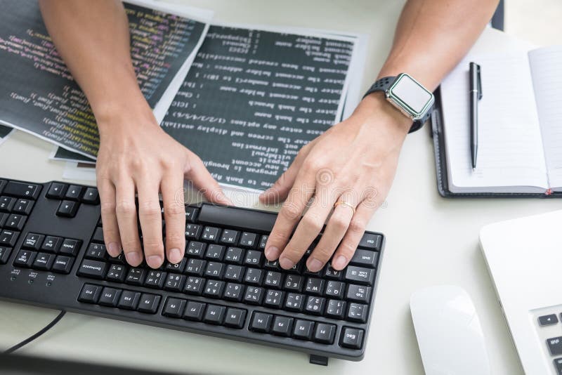 Asian Team Outsource Developer Looking Screen Programming Code Working With Laptop Computer