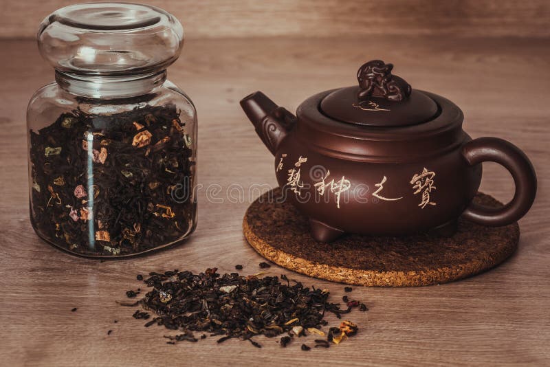 Asian Teapot and Jar with Tea Stock Image - Image of ceremony, drink ...