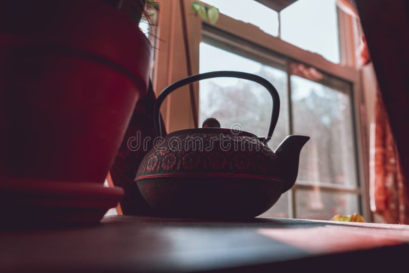 Asian Teapot on the Table in the Kitchen Stock Image - Image of culture ...