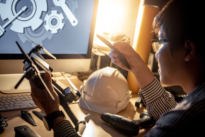 Asian Technical Engineer Repairing Drone Stock Image - Image of fixing ...