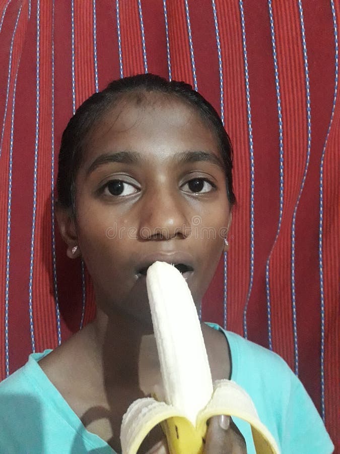 Asian Teen Eating Banana Stock Image Image Of Clothes 156726813