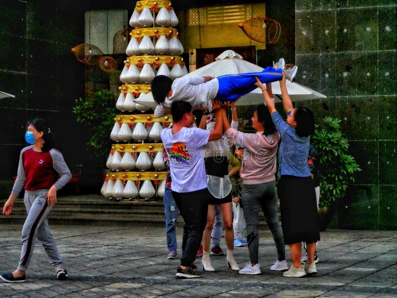 Asian Teens Team Building for Lunar New Year Editorial Stock Image ...