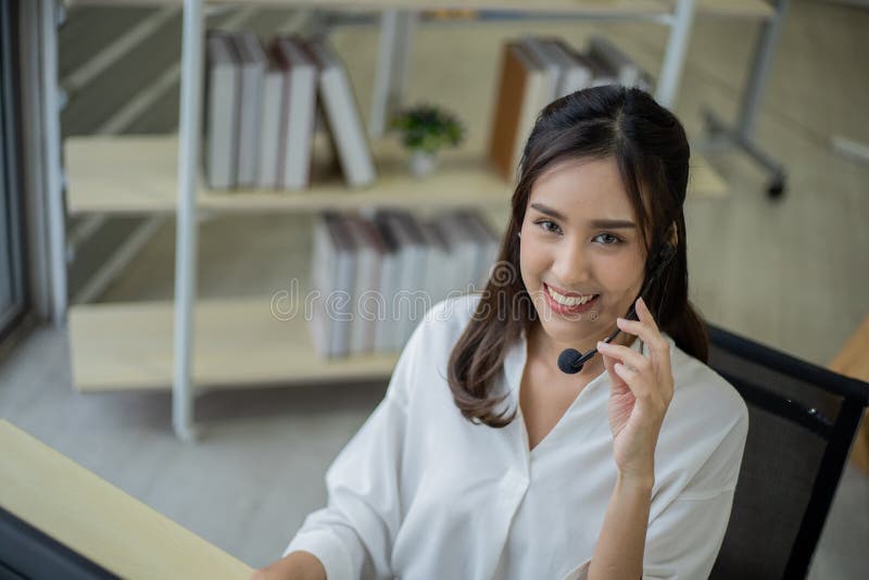 Asian Telemarketing Agent in Call Center Office Stock Photo - Image of ...