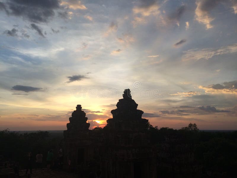 Asian temples by sunset stock photo. Image of asian, angkorwat - 93814920