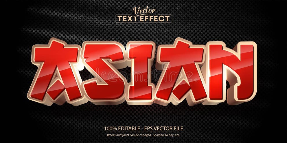 Asian Text, Cartoon Style Editable Text Effect Stock Vector ...