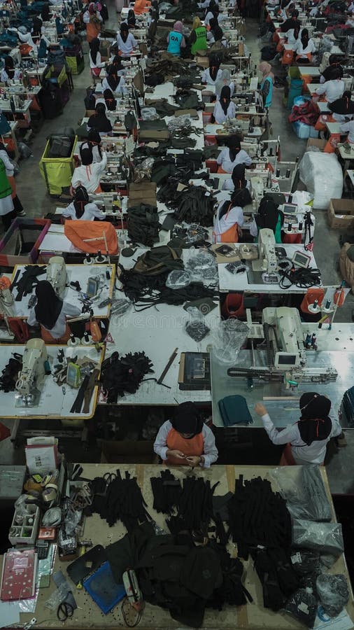 Asian Textile Sewing Factory with Many Workers Editorial Stock Photo ...