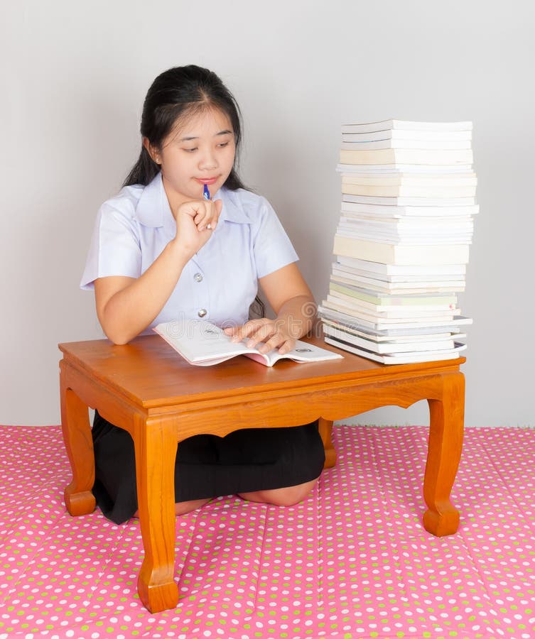 Asian Thai Student Considering Stock Image - Image of asian ...
