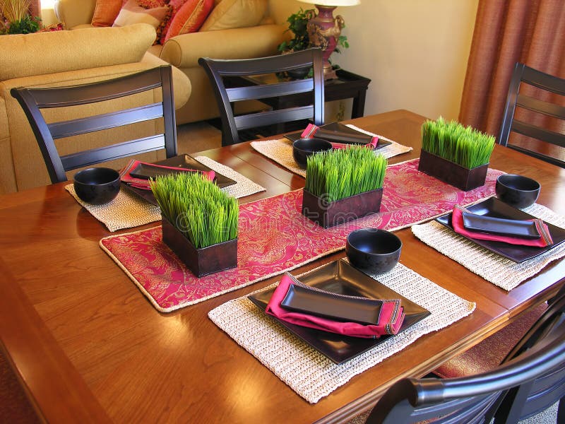 Asian Themed Dining Room stock image. Image of meal, home - 2119319