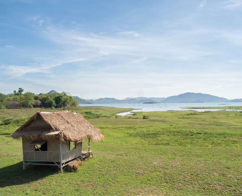 Asian Traditional Lake Side Hut with with Clear Blue Sky Stock Photo ...