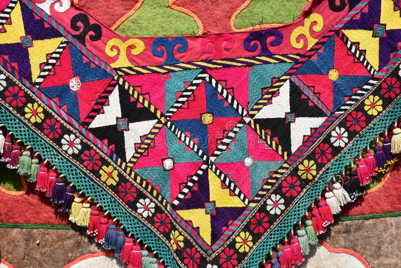 Traditional Motif Design and Textile Hanging on a Wall Stock Photo ...