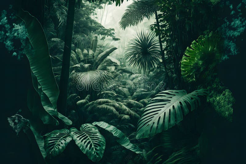 Asian Tropical Jungle Rainforest in Daytime. Neural Network Generated ...