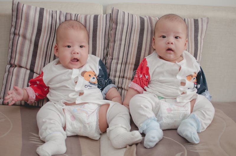 Asian twin boys stock photo. Image of naughty, baby, nature - 59575320