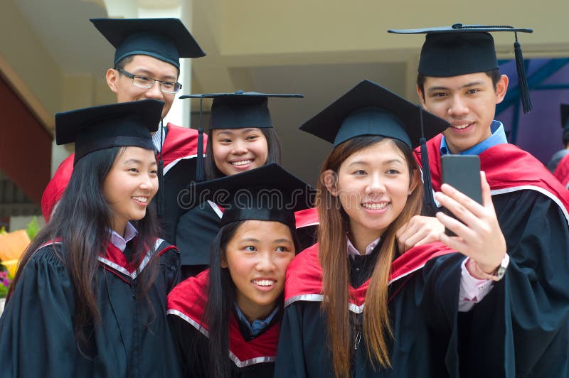 Asian university graduates stock photo. Image of cheerful - 57511910