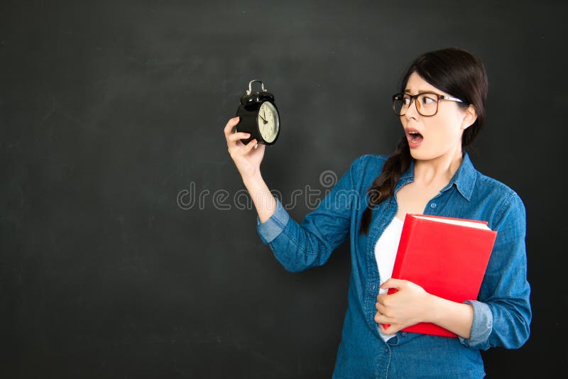 Asian University Student Scared To Be Late for Class Stock Image ...