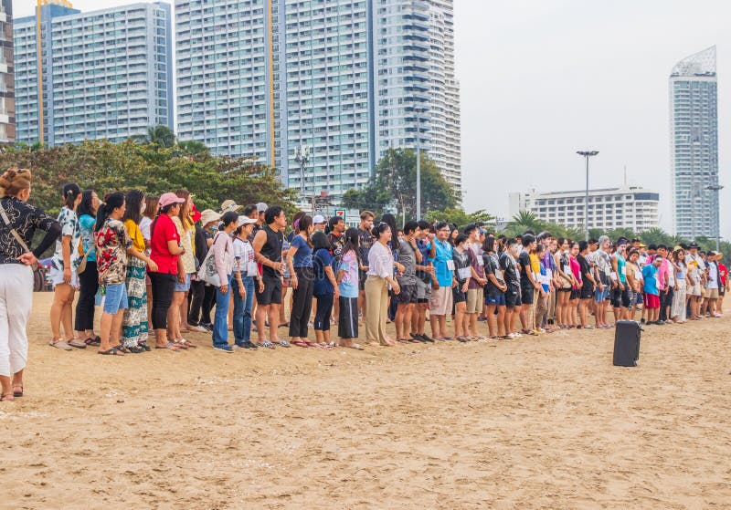 Asian Vacationers and Day Trippers Doing Their Activities on the Beach ...