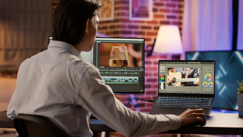 Asian Videographer Editing Multimedia Film Footage on Pc Stock Photo ...
