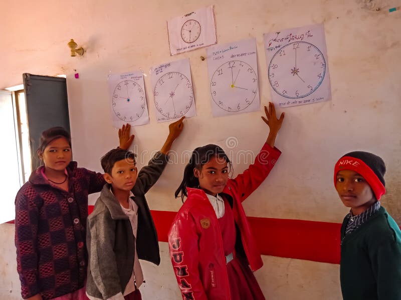 Asian Village School Students Presenting Wall Clock Project Model at ...