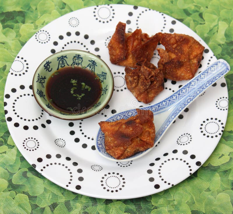 Asian wan tans stock image. Image of food, chinese, sauce - 58540515