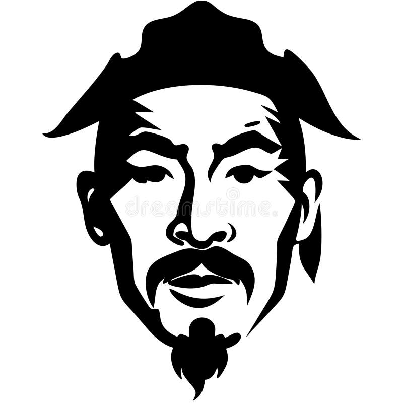 Asian Warrior Face Silhouette Vector for Tattoo and Design Projects ...