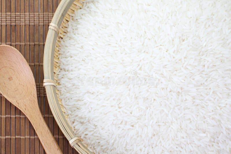 Asian White Rice or Uncooked White Rice Stock Image - Image of basket ...