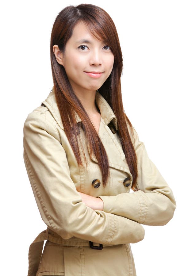 Cool Asian Woman Leaning Against a Wall. Stock Photo - Image of ...