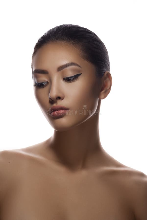 Asian Beauty Woman With Creative Make Up Close Up Portrait Stock