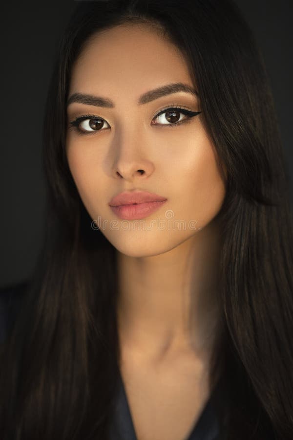 Asian Beauty Woman With Creative Make Up Close Up Portrait Stock