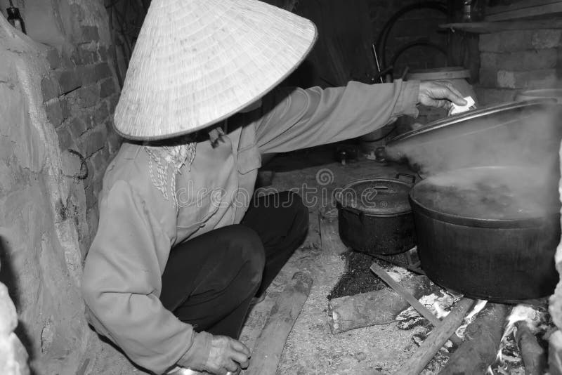 Asian Woman Boiling Rice Cake Editorial Stock Image - Image of cake ...