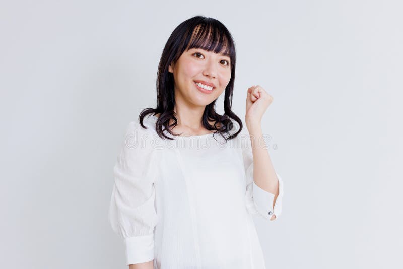 With cheering pose stock photo. Image of person, female - 299912954