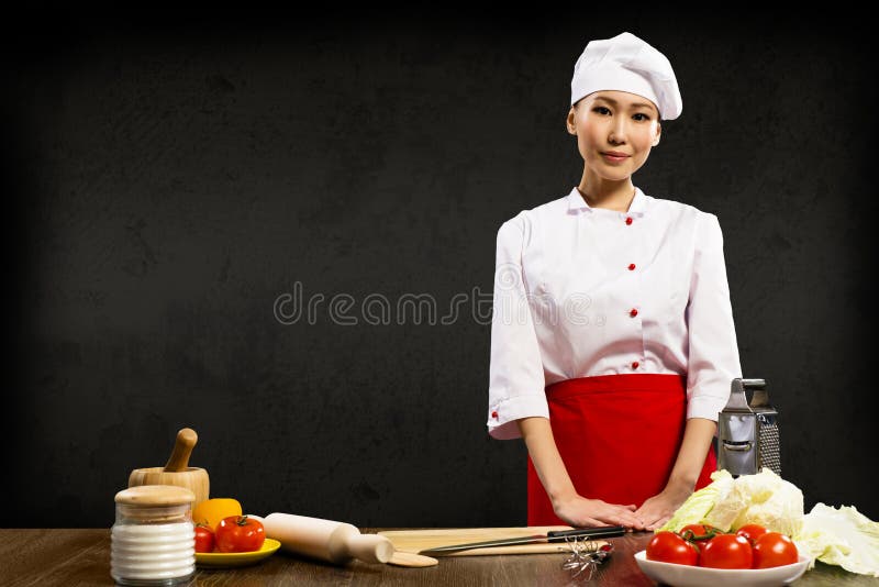 Asian woman chef stock photo. Image of lifestyle, beautiful - 28386646