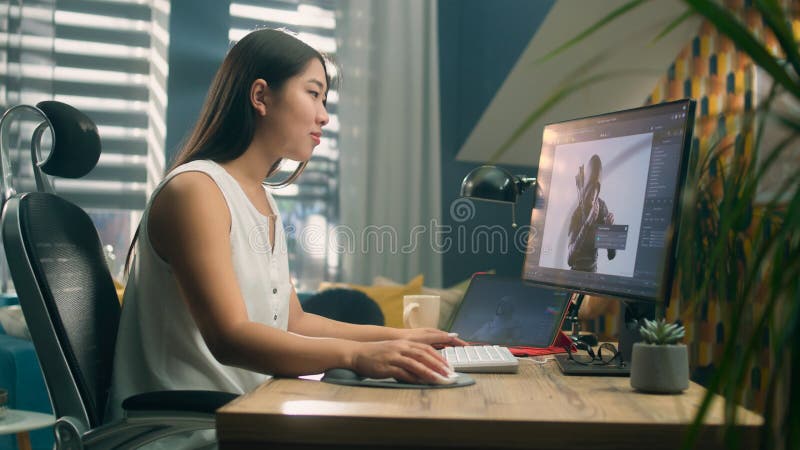 Woman Making 3D Animation for Video Game Stock Photo - Image of model ...