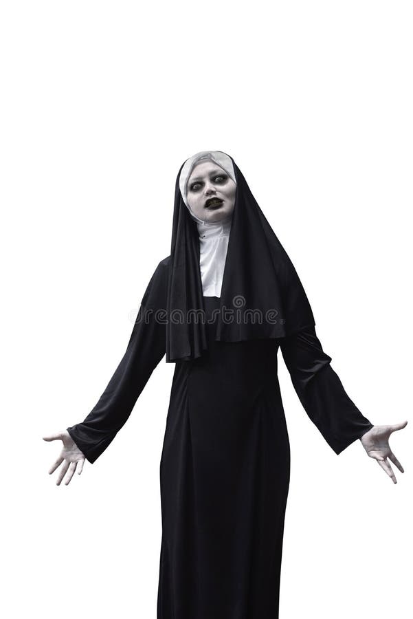 Devil Asian Nun Walks Down the Ruins Stairs Stock Image - Image of ...
